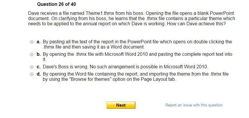 oDesk/upwork M/S Word 2010 test question with answer (original view) part-2
