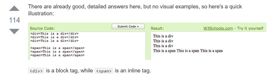 Web Snippets: Span vs div (CSS)