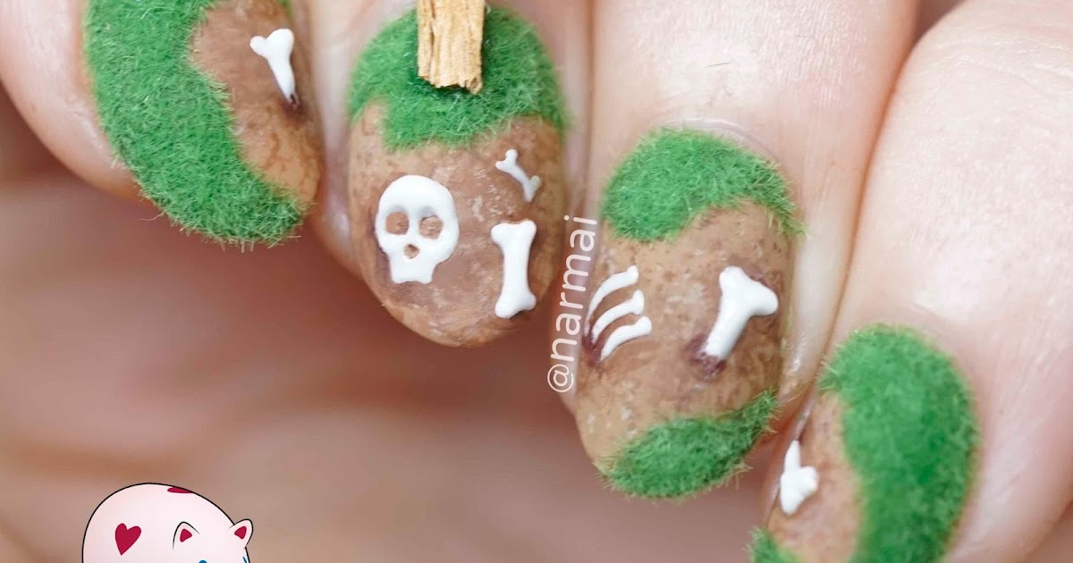 PiggieLuv: Dug up bones nail art for Halloween