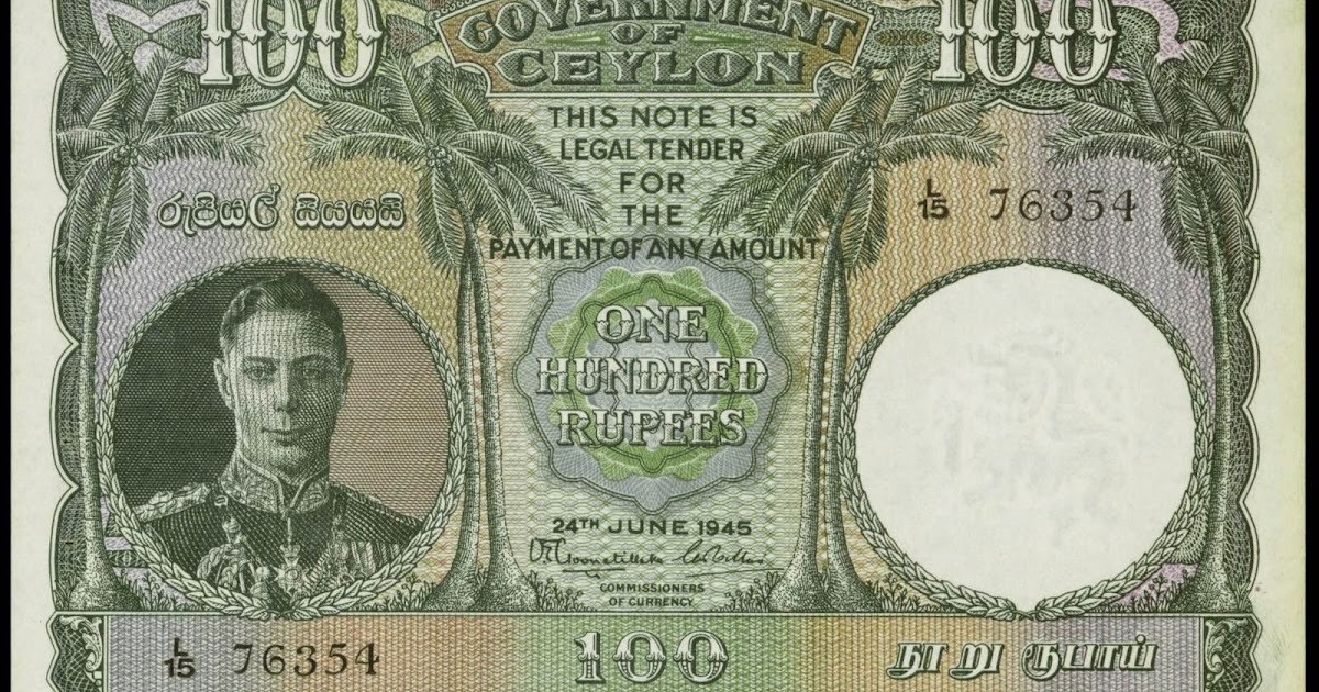 Ceylon 100 Rupees banknote 1945 King George VI|World Banknotes & Coins ...