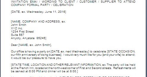Business Party Invitation Letter Format
