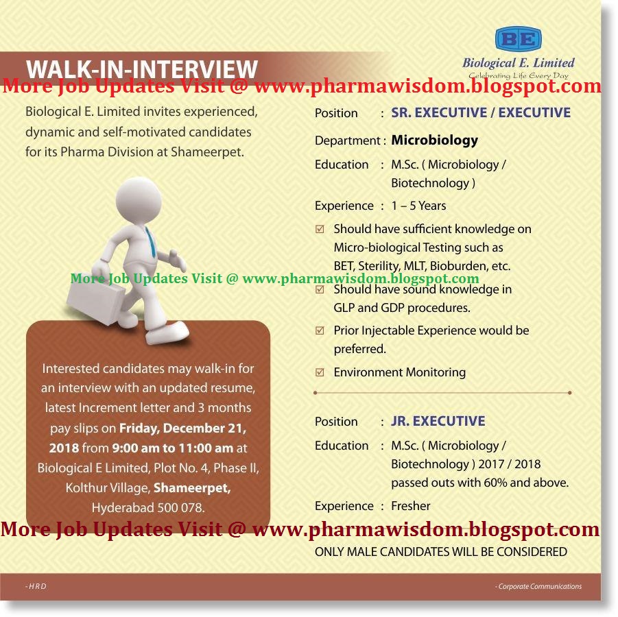 Biological E. Limited - Walk-In Interviews for Freshers & Experienced ...