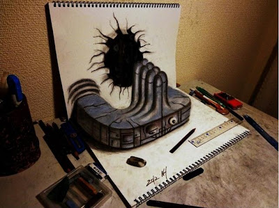 Andy's Art Blog: Tompe l'oeil sketchbook size - anamorphosis