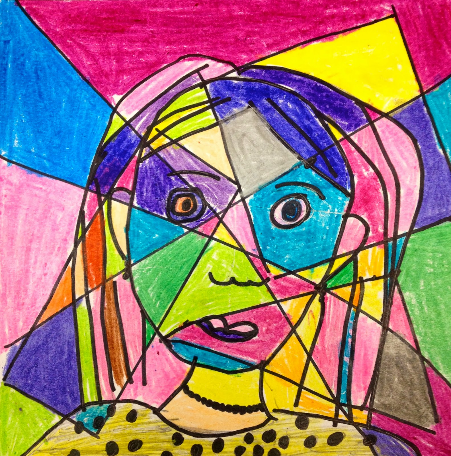 Art at Sanders Memorial: 2nd & 3rd Grade "Abstract" Portraits