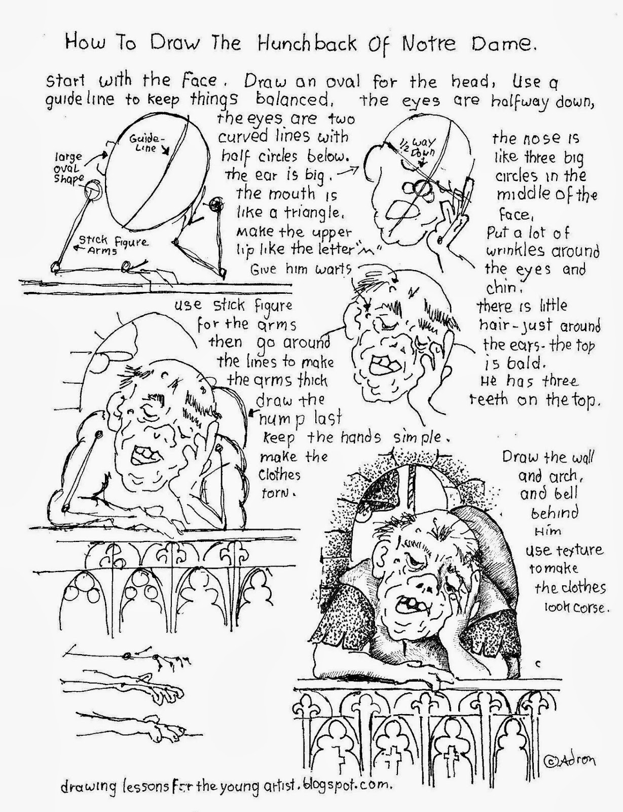 How to Draw Worksheets for The Young Artist: How To Draw The Hunchback ...