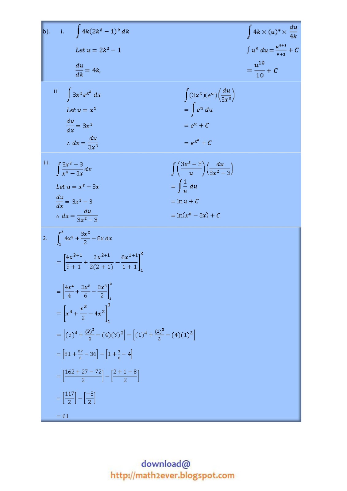 INTEGRATION : Revision 2 - Math2ever™ | place to learn basic mathematics