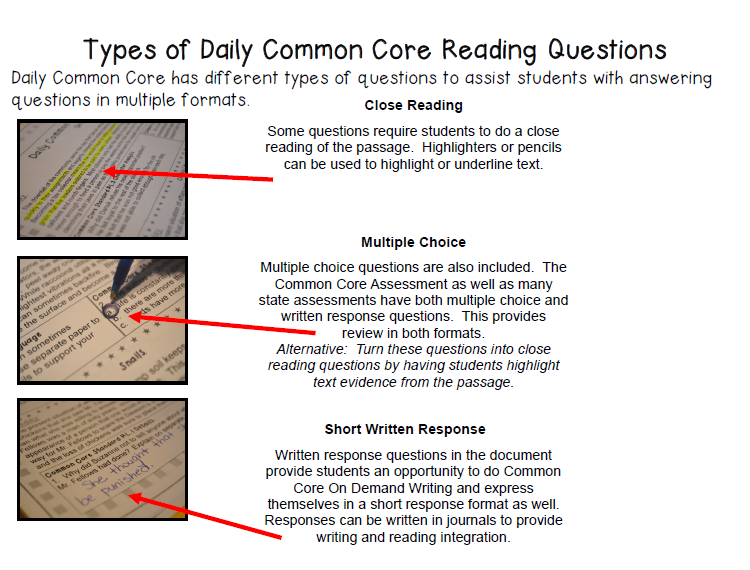 Literacy & Math Ideas: Middle School Daily Common Core Reading Passages