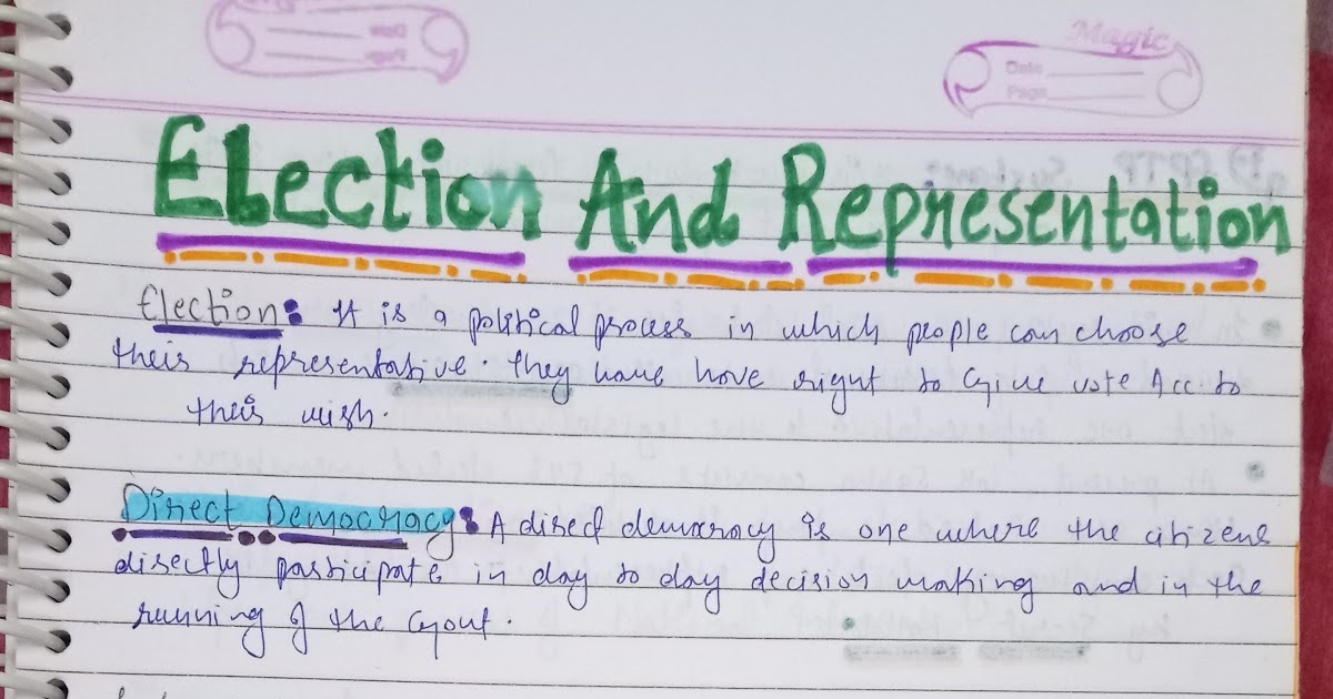 Handwritten Notes of Election and Representation - Political Science ...