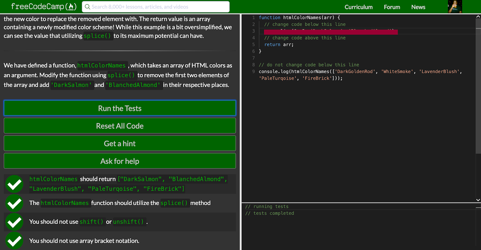Just a Few Things..: Add Items Using splice()