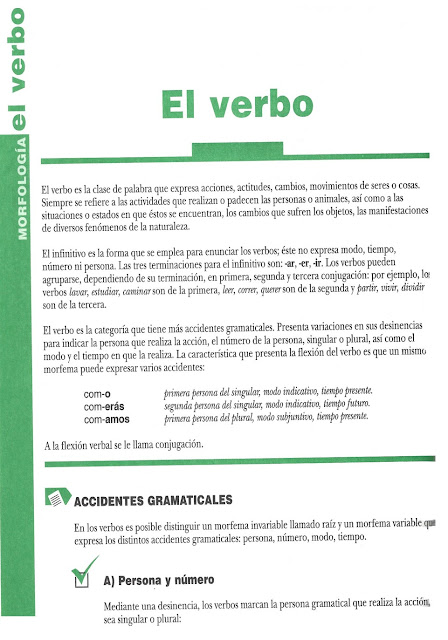 Español Nivel Secundario: Octavo Grado: El verbo