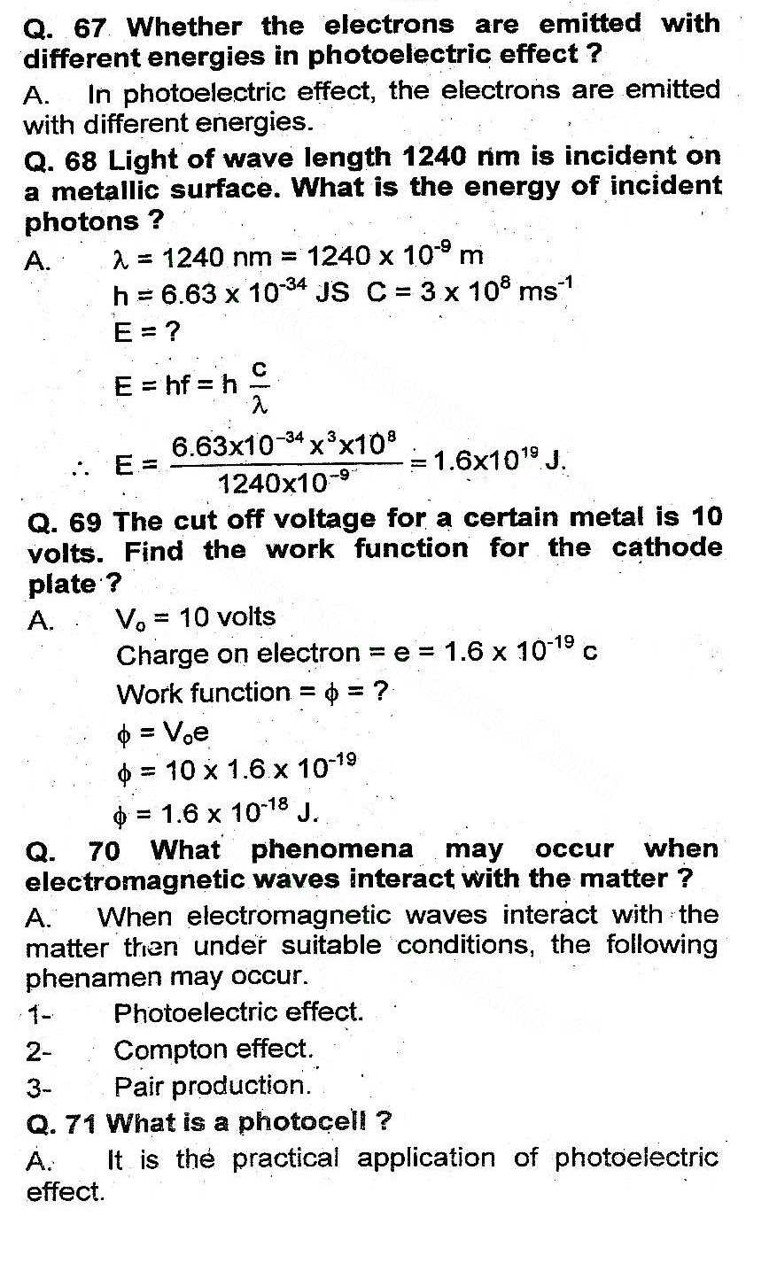 2nd Year Physics Chapter 19 Dawn of Modern Physics Short Questions ...