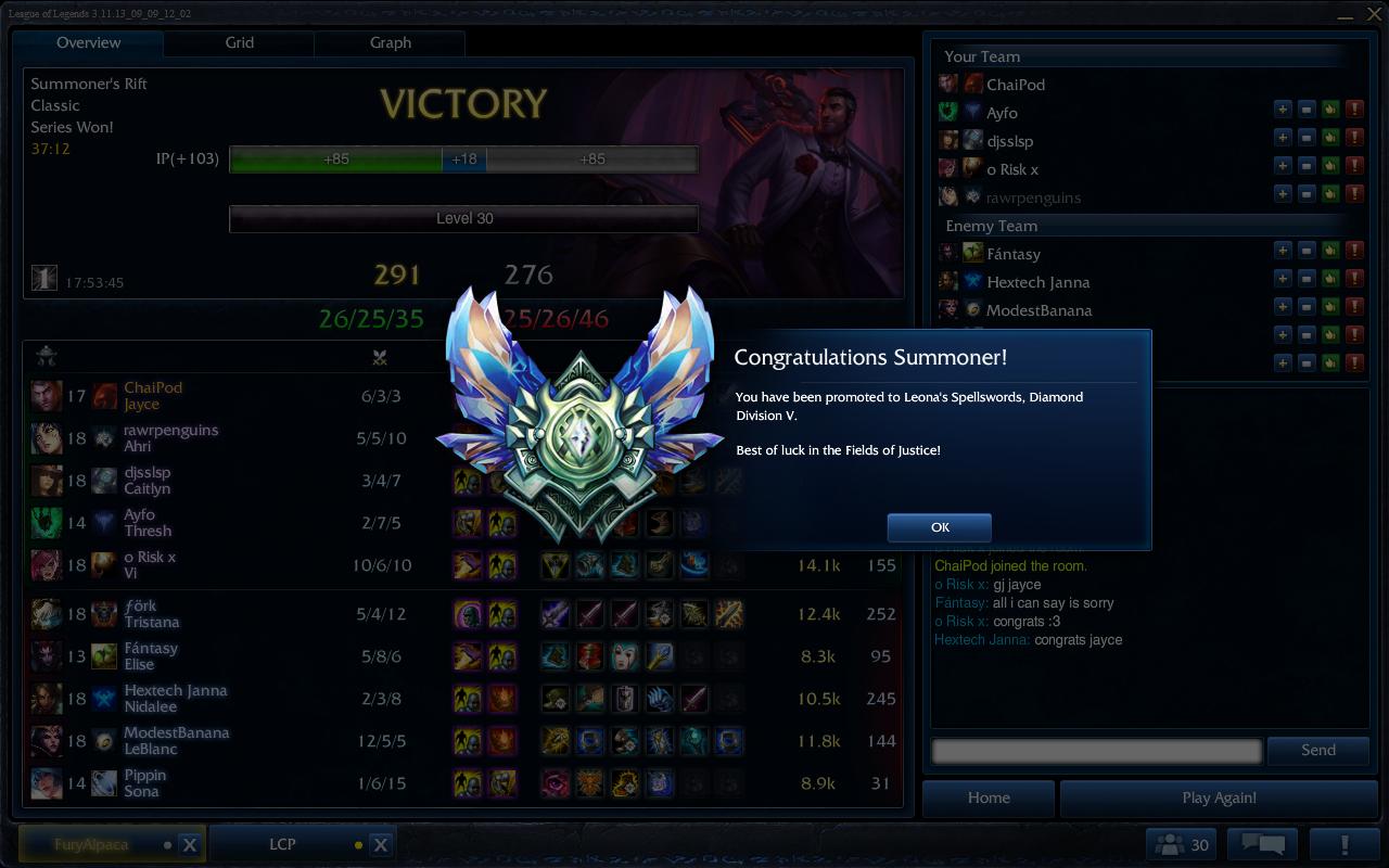 ChaiPod LoL Blog : Welcome to the Diamond Club!