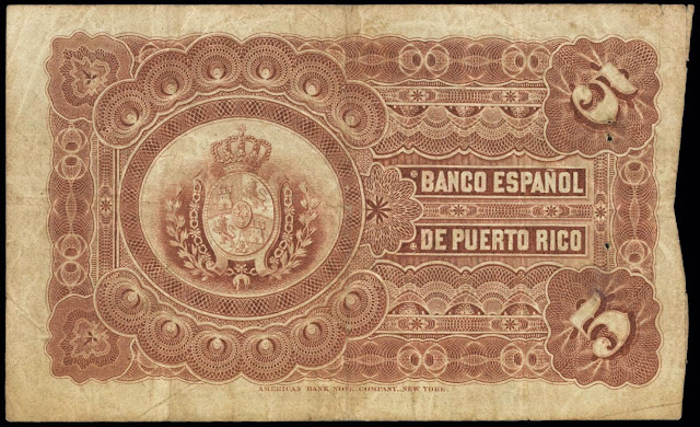 Puerto Rico 5 Pesos banknote 1894 Banco Espanol de Puerto Rico|World ...
