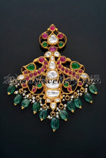 Peacock Pota Ruby Classy Pendant - Jewellery Designs