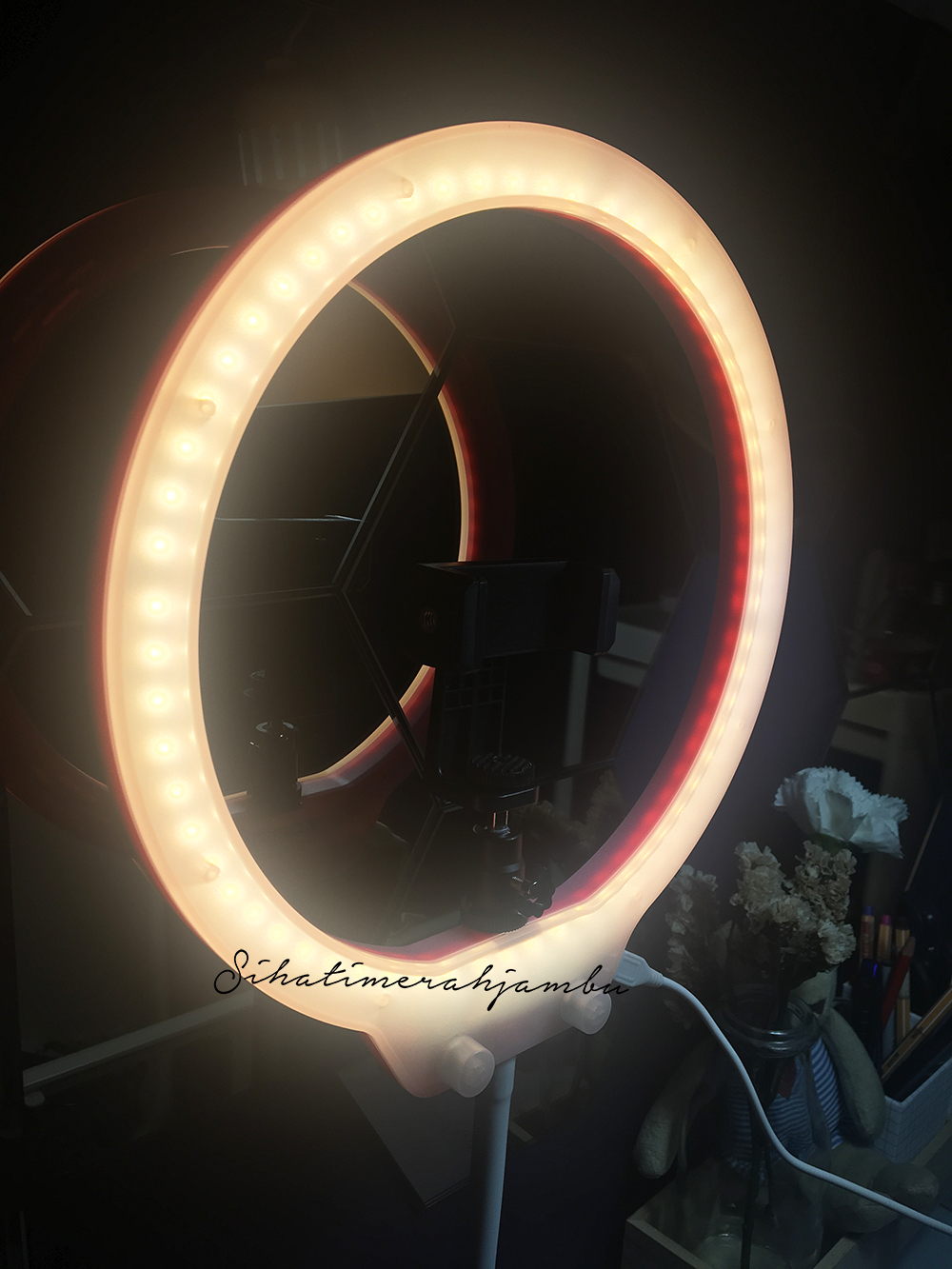 LED Ring Light Dengan Handphone Holder Dan Cermin | Blog Sihatimerahjambu