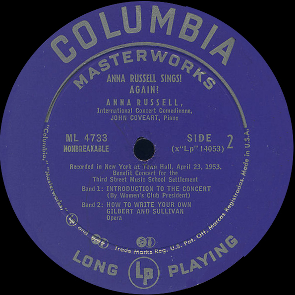 Vintage Stand-up Comedy: Anna Russell - Anna Russell Sings Again 1953 (UK)