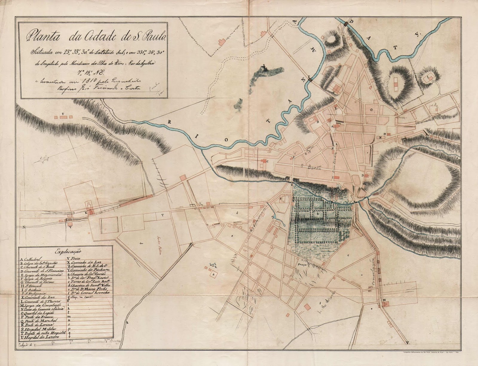 História Vila Diva: Mapa do Centro da Cidade de São Paulo-1810.