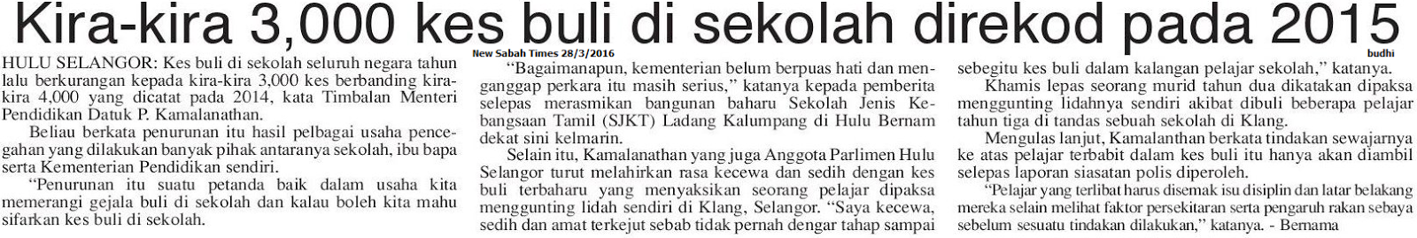 Blog Koleksi Akhbar Pendidikan New Sabah Times: Kira-kira 3,000 kes ...