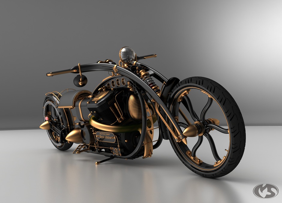 MOTORCYCLE 74: Steampunk chopper - Black widow by Solifague Design