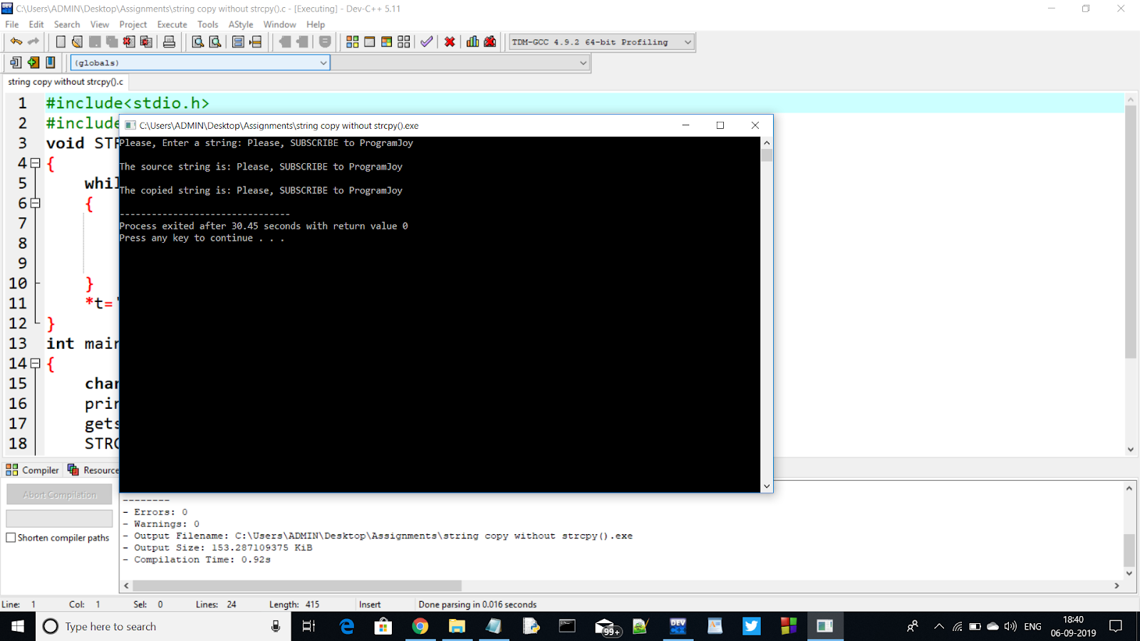 String Copy Without Strcpy In C Language