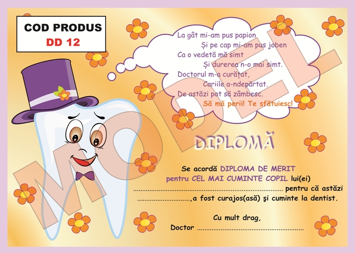 DIPLOME FEL DE FEL : MODELE DE DIPLOME DE MERIT PENTRU COPII LA STOMATOLOG