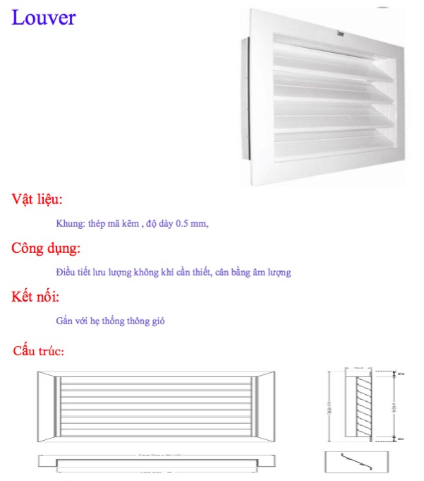 ban mieng gio nhap khau ADF: louver - VCD, VAV box, CAV box và ống gió ...