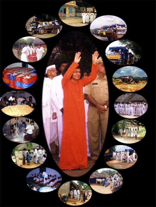 Sathya Sai with Students: Sri Sathya Sai launches the Grama Seva Project
