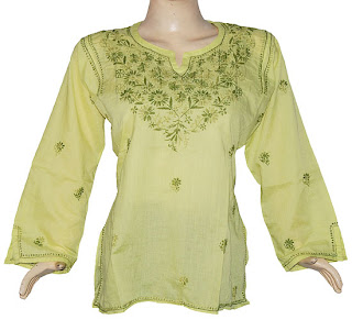 Indian Kurtis Tops For Women: Embroidered Chicken Tunics Top Kurtis