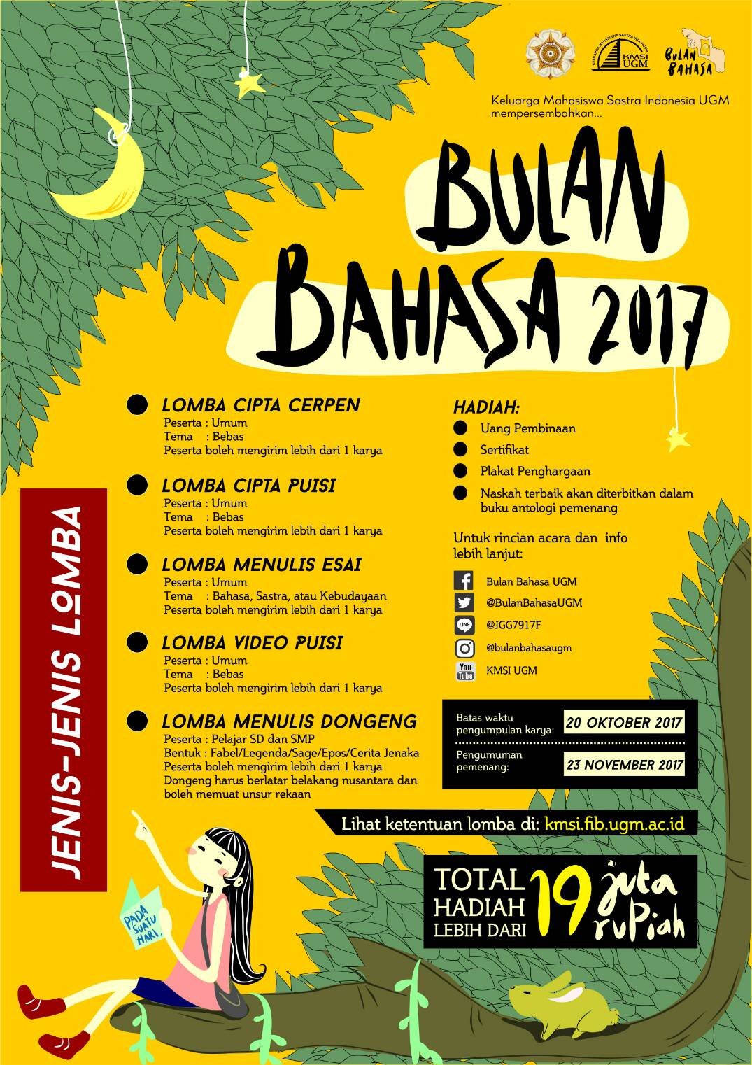 Bulan Bahasa UGM 2017: Lomba Menulis Cerpen, Puisi, Esai dan Video Puisi