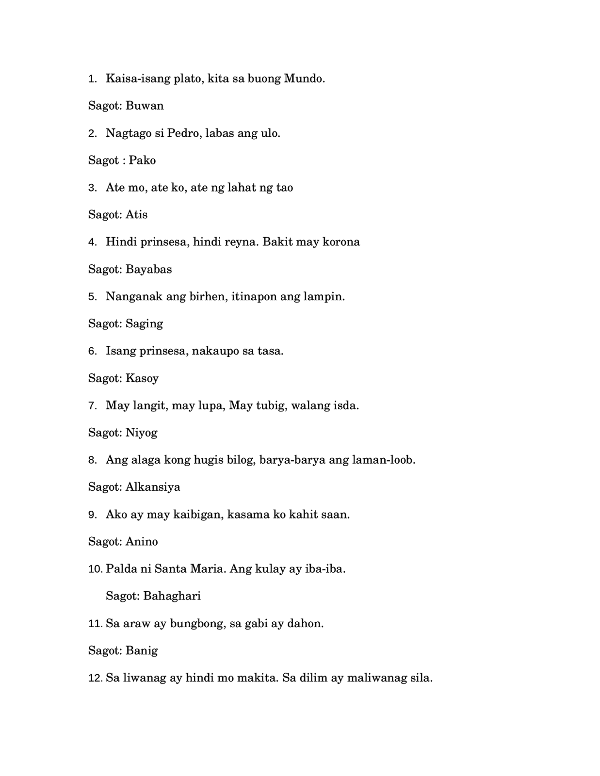 mga bugtong at sagot - philippin news collections