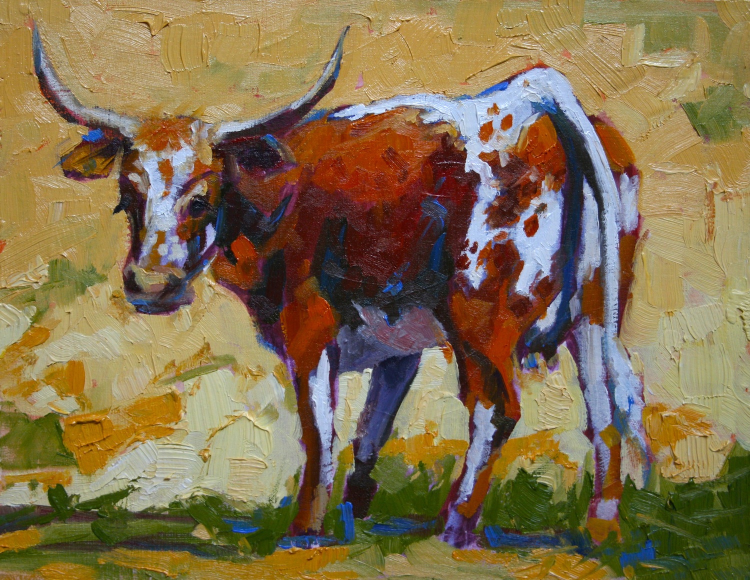 Now or Never: Bevo's Mama - Longhorn Cow painting by Debbie Grayson Lincoln