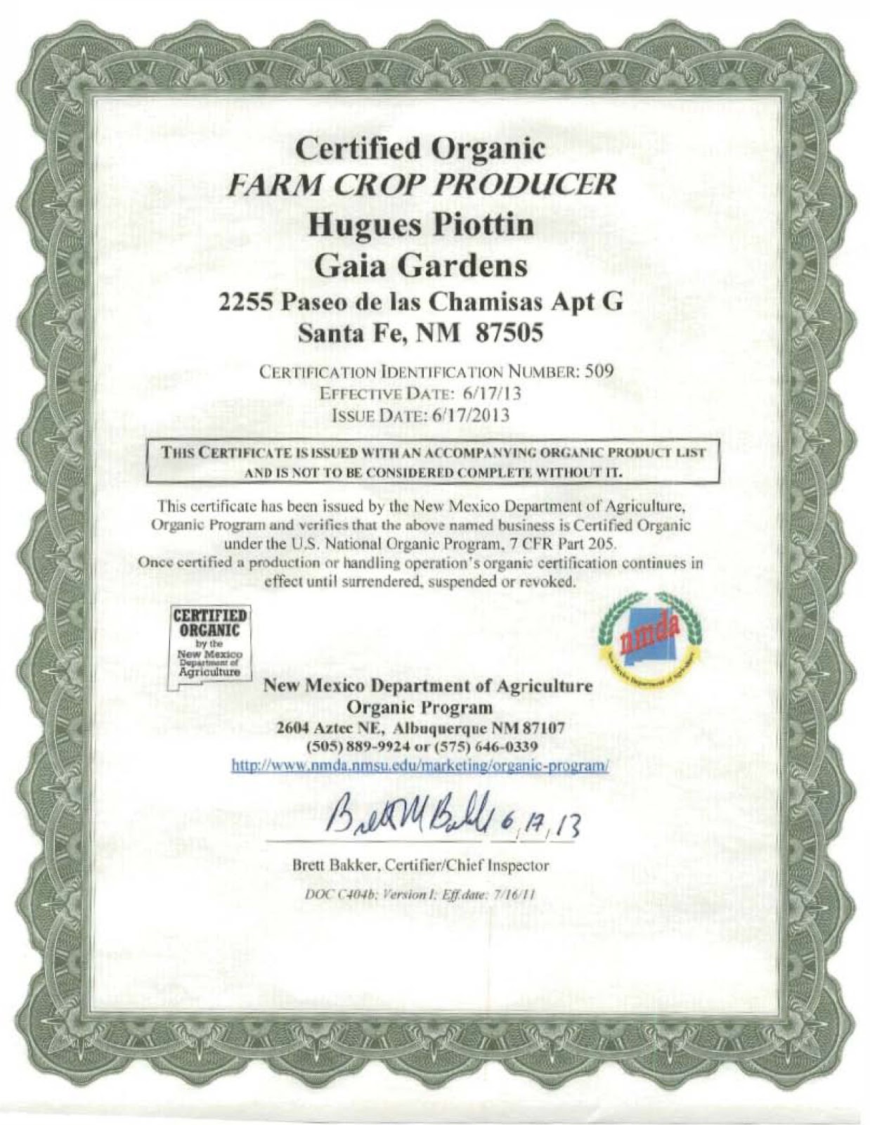 Gaia Gardens: Gaia Gardens is now a Certified Organic Farm