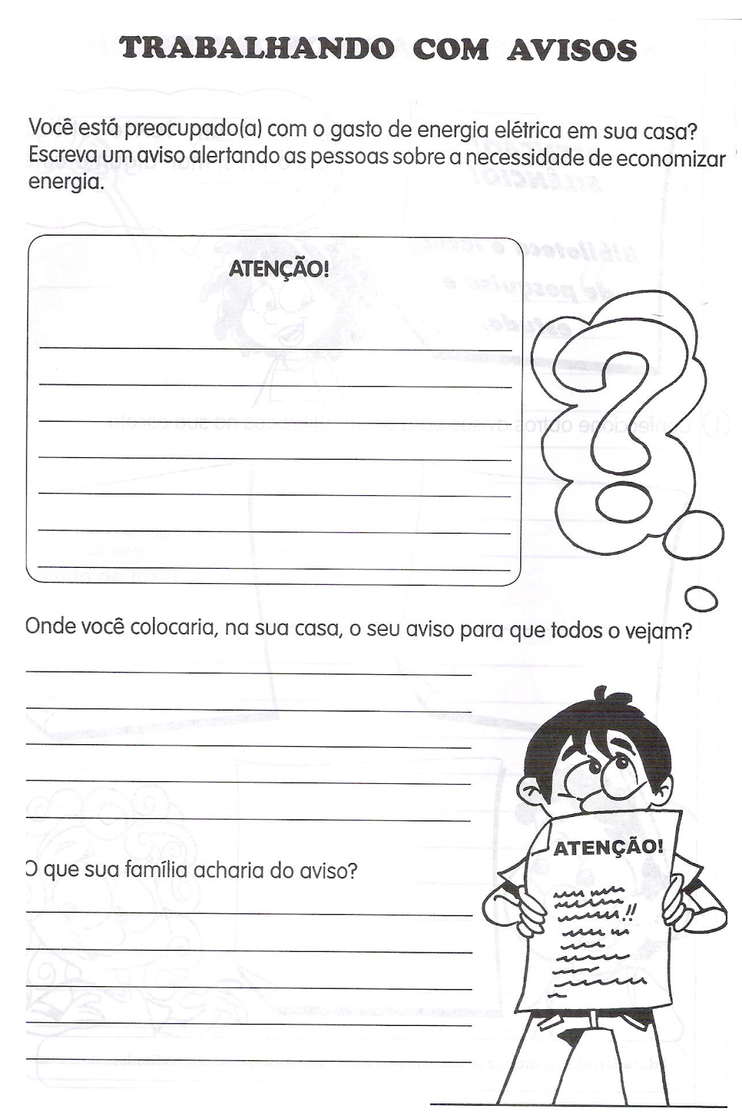 LINGUA PORTUGUESA - trabalhando com avisos ~ Atividades Escolares