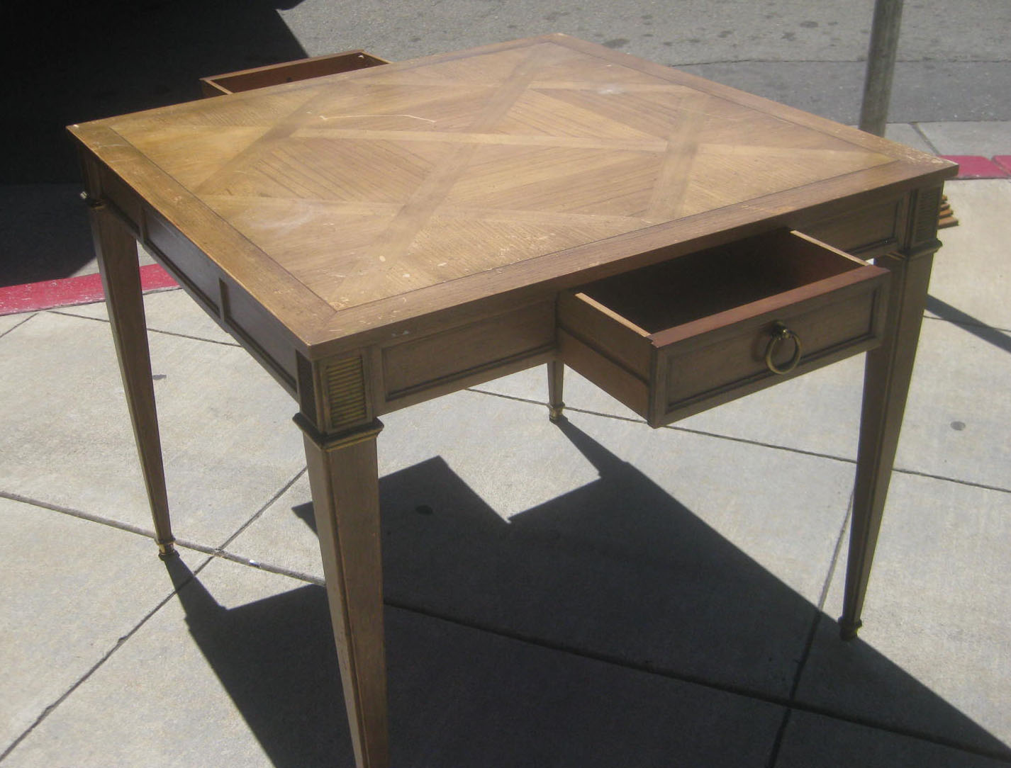 UHURU FURNITURE & COLLECTIBLES: SOLD - Little Square Table with Drawers ...