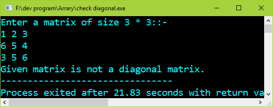 Program In C To Check A Given Matrix Is Diagonal Or Not