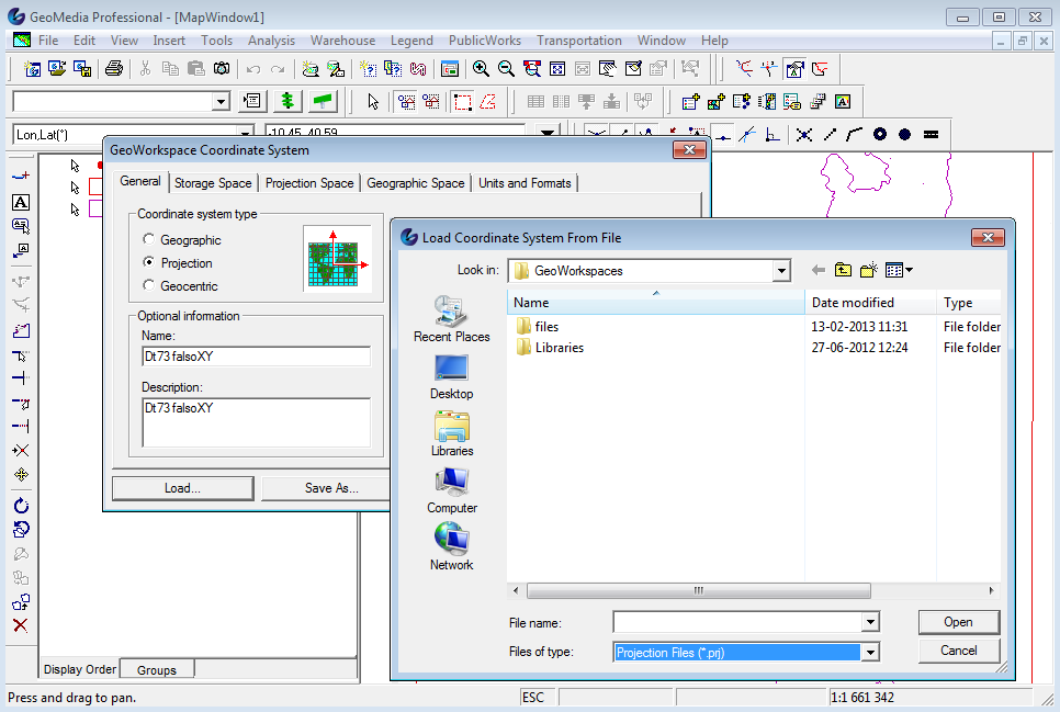 Intergraph GeoMedia Professional Users: Using *.prj ESRI format as a ...