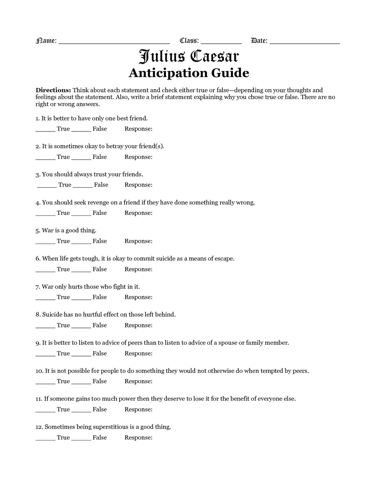 Mix It Up ...in the Class(ROOM): Anticipation Guides