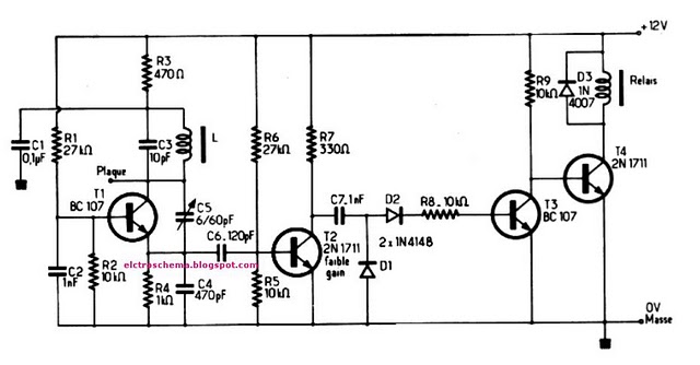 Schema electronique Detecteur d'approche a base de transistors ...