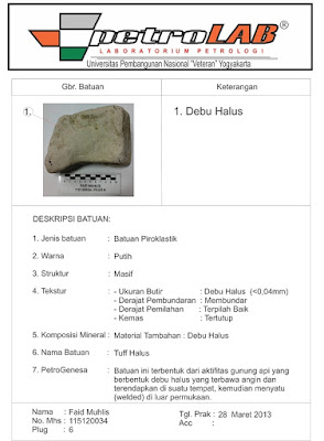 Faid Muhlis: Deskripsi Batuan Piroklastik - Praktikum Petrologi