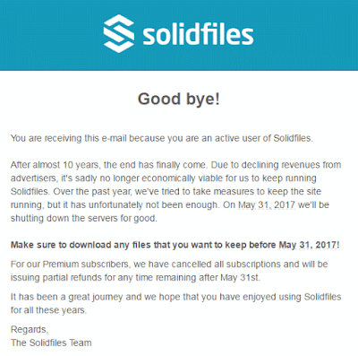 Solidfiles Akan Tutup Layanannya Pada 31 Mei 2017 - Ocu Teknonologi