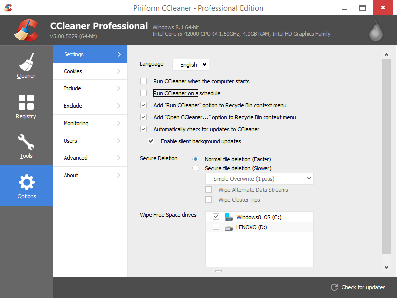Place for Free and Paid downloads: CCleaner Pro Edition