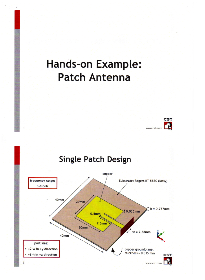 Yang Wang's RF house: CST official tutorial for beginner: a patch antenna