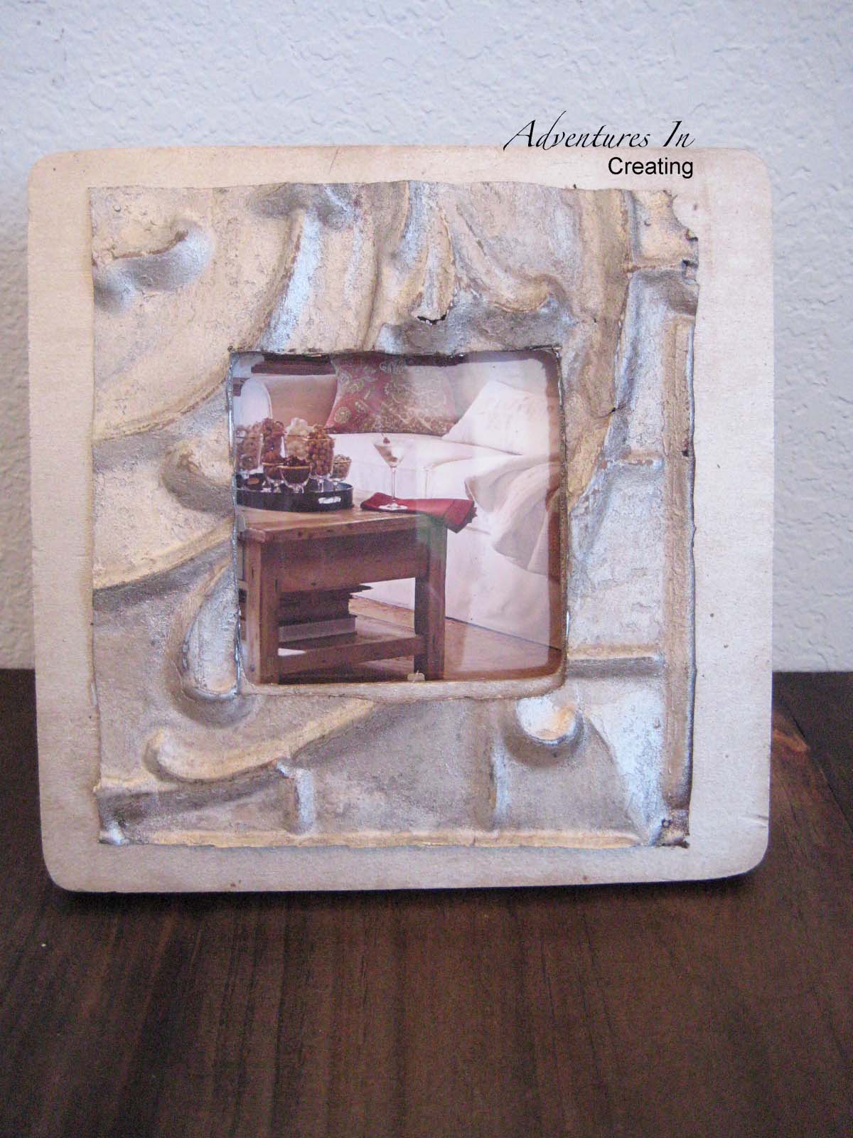 Adventures In Creating: Antique Tin Ceiling Tile Frame Part Deux