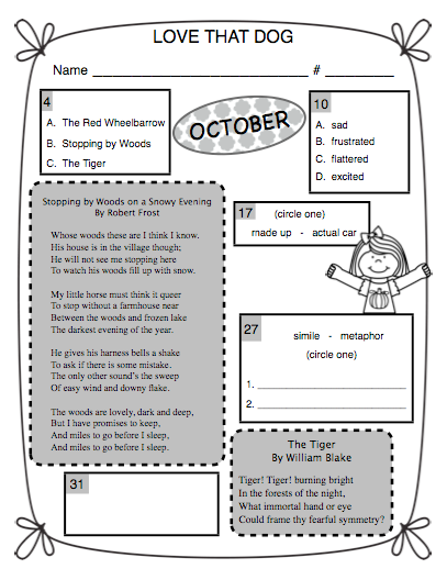 4th Works: MMI - Love That Dog novel study