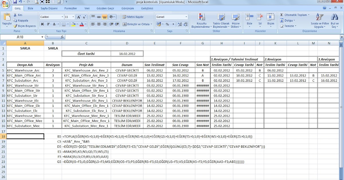 Teknik Ofis: Excel ile Proje Takip Tablosu Hazırlama