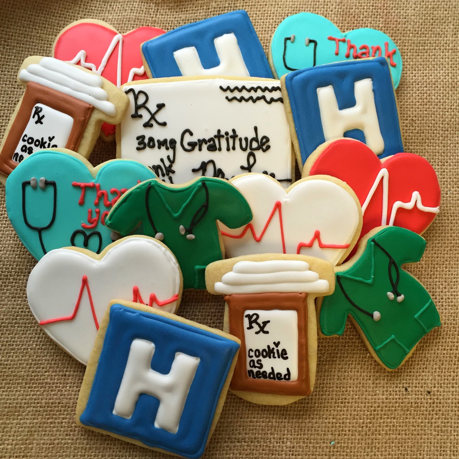 Sugar Cookie Whimsy: Hospital staff thank you cookies