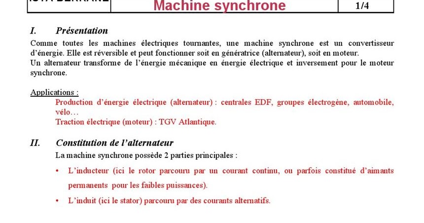 Electrotechnique: Machine synchrone