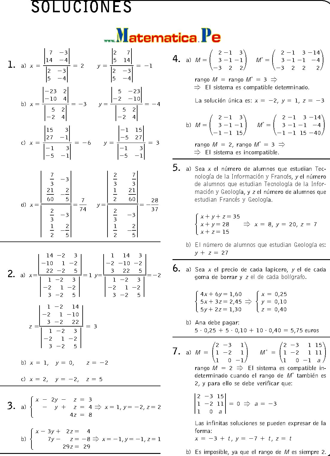 Matrices Y Sistemas De Ecuaciones Lineales Ejercicios Resueltos | My ... Matrices Y Sistemas De Ecuaciones Lineales Ejercicios Resueltos | My ...