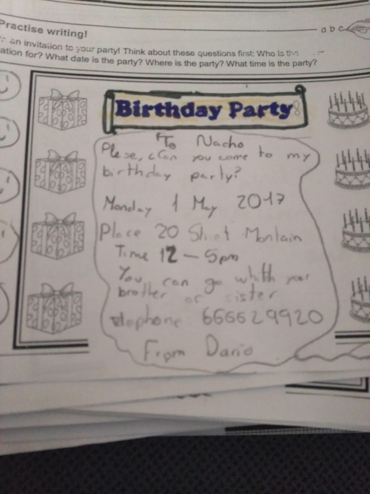 Juanfran´s English Corner: Birthday party invitation.