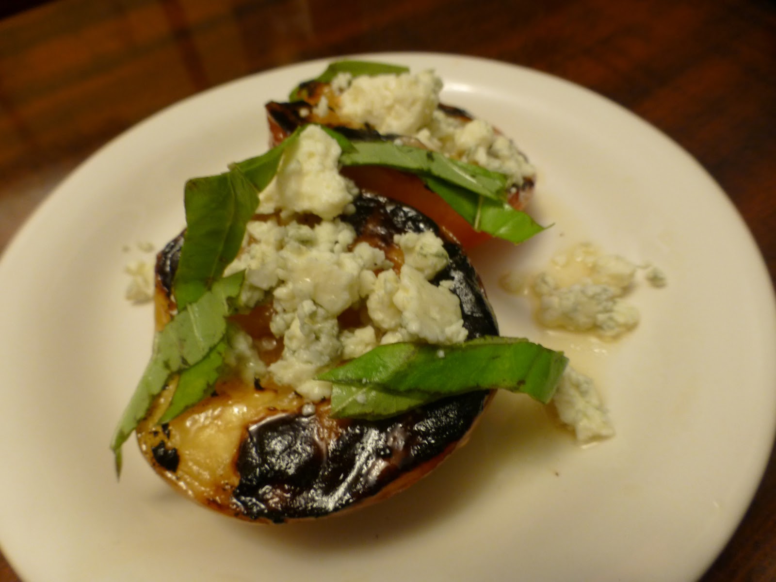 Douglas Kitchen Odyssey: Grilled Nectarines with Blue Cheese and Basil